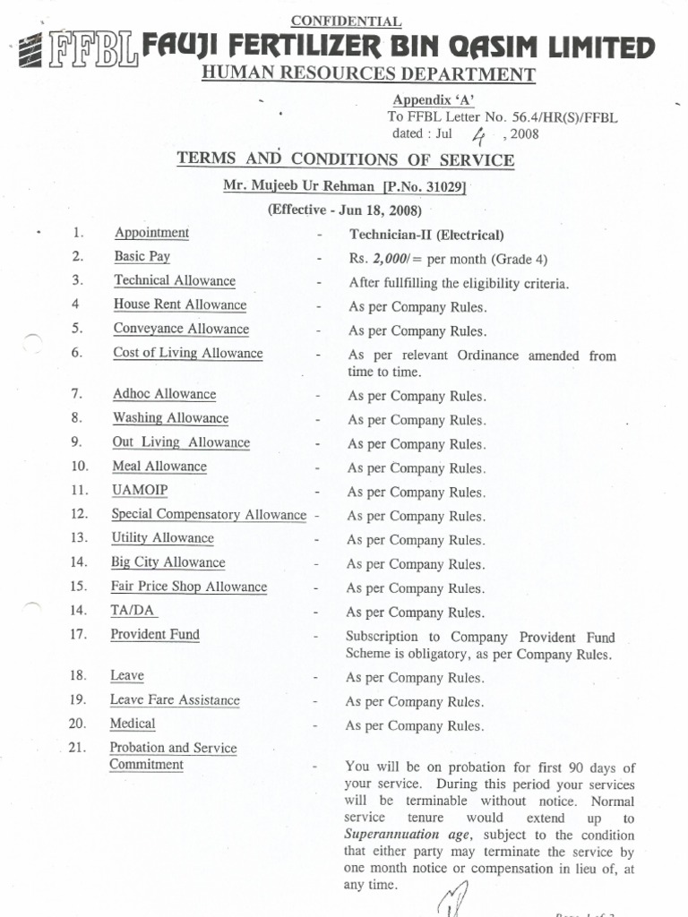 FFBL Confirmation Letter Page 1 to 2 | PDF