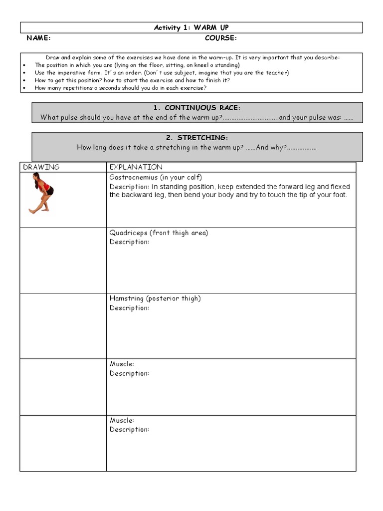 Activity 2 Worksheet Warm Up | PDF | Foot | Ankle