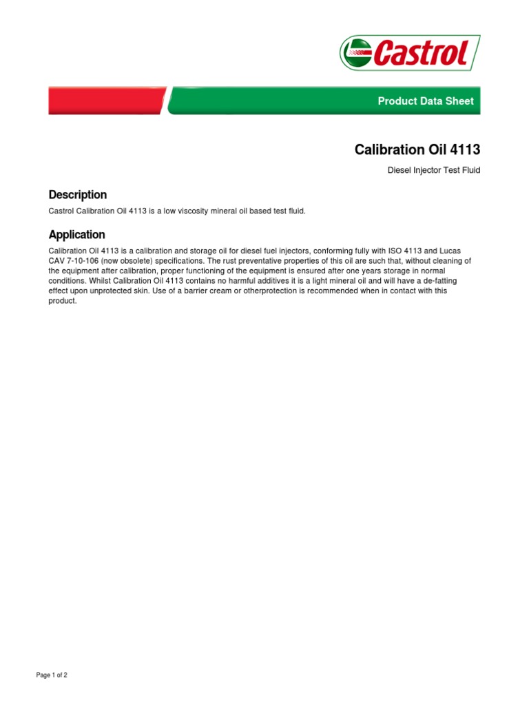Calibration Oil 4113: Description | PDF | Diesel Fuel | Viscosity