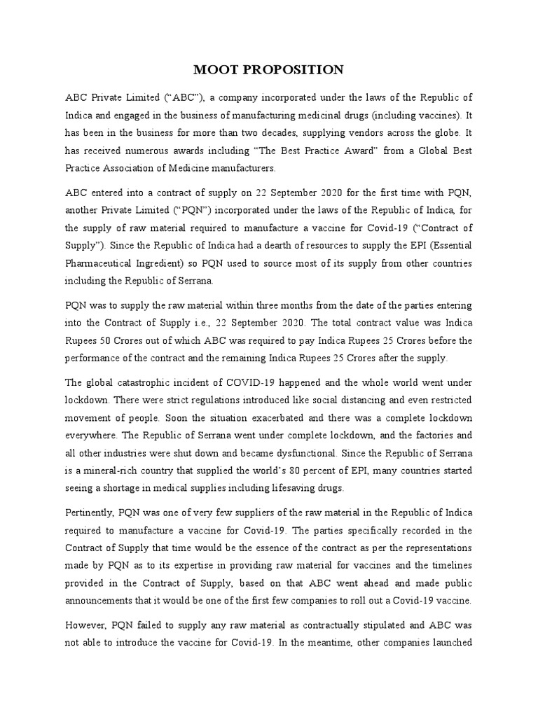 Moot Proposition 1 | Download Free PDF | Damages