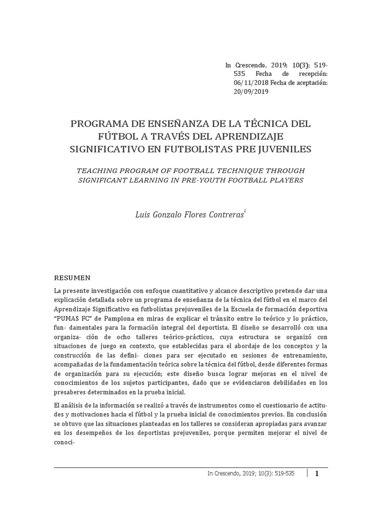 Programa de Ensenanza de La Tecnica Del Futbol A T | PDF | Aprendizaje | Modificación de ...