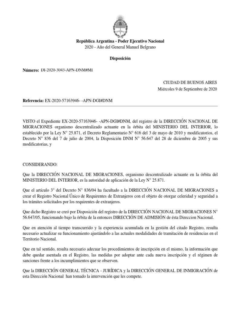 Dispo Renure 3043-2020 | PDF | Domicilio (Ley) | Ministerio ...