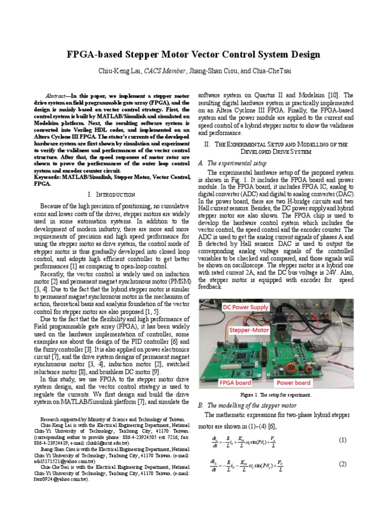 Matlabsimulink Stepper Motor Vector Control Download Free Pdf Electric Motor Control Theory 