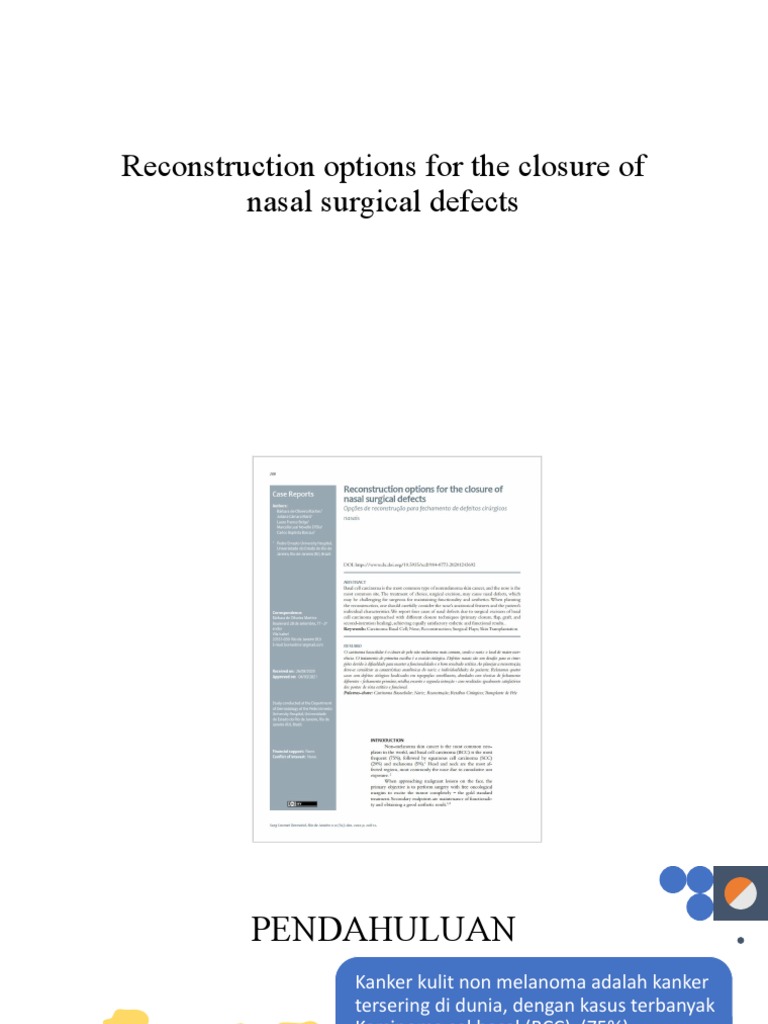 Reconstruction Options For The Closure of Nasal Surgical Defects | PDF