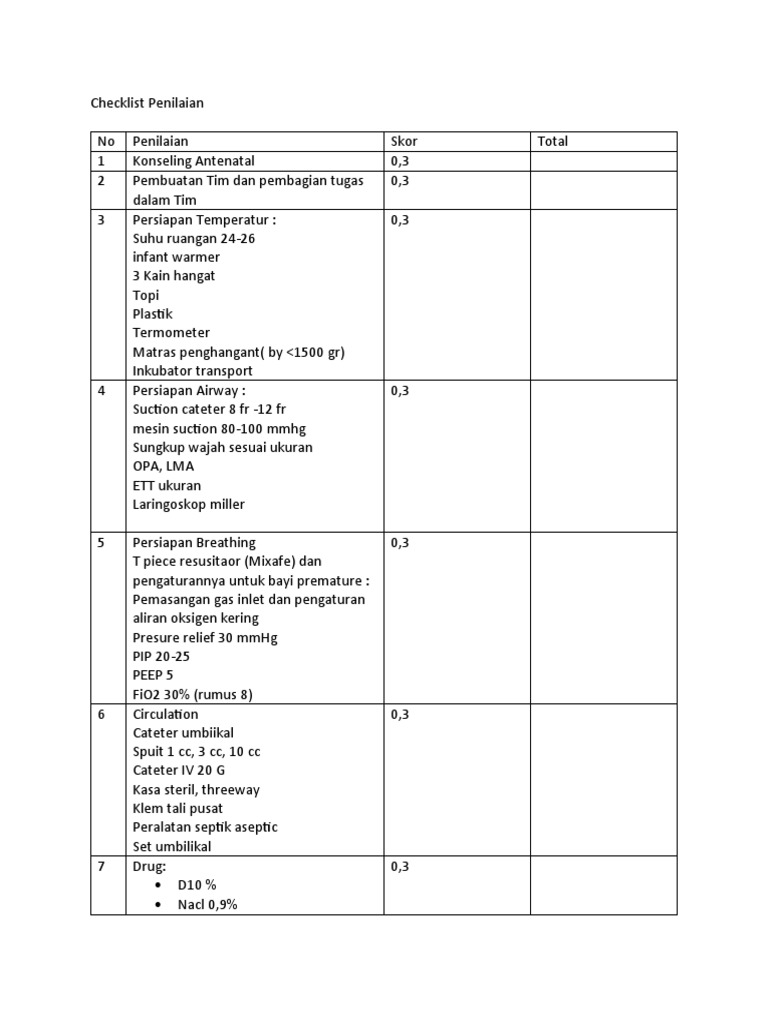 Checklist Penilaian RESNAT | PDF