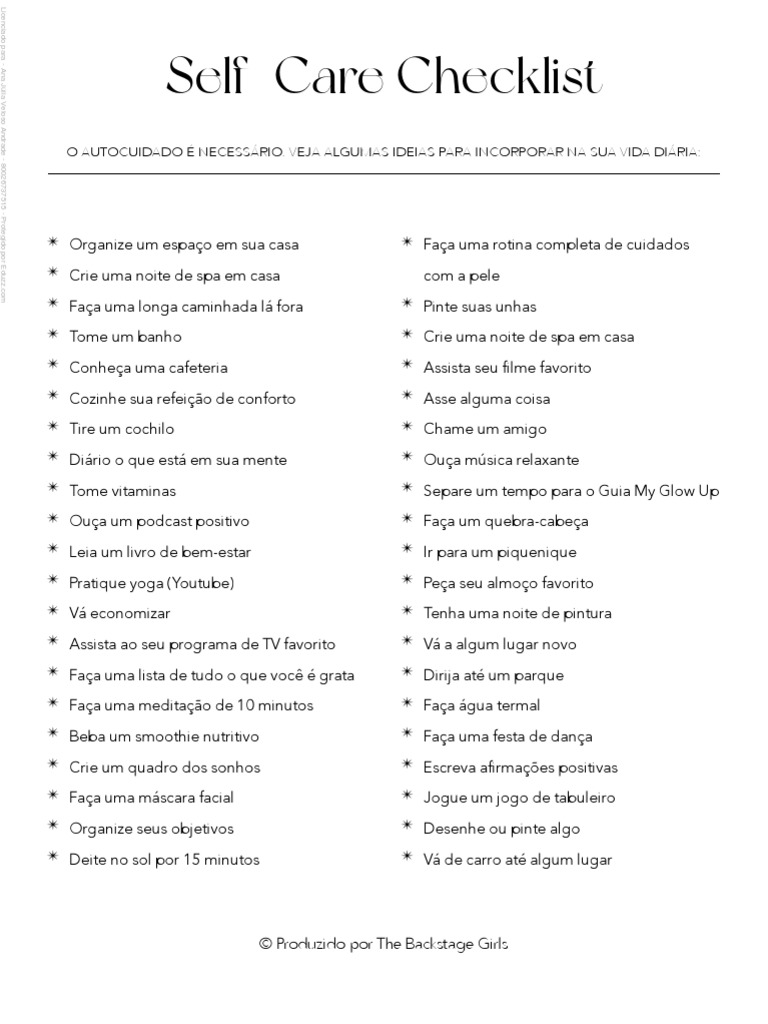 Checklist - Autocuidado PDF .pdf (1) | PDF