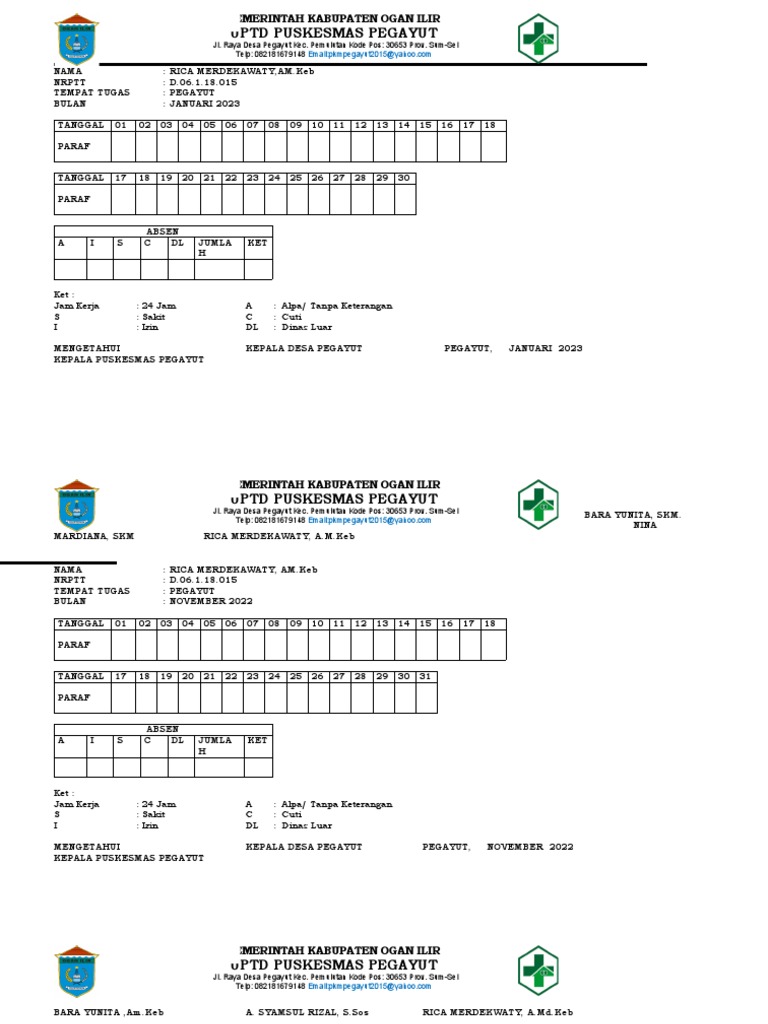 Rekap Kehadiran Pegawai Pegayut | PDF