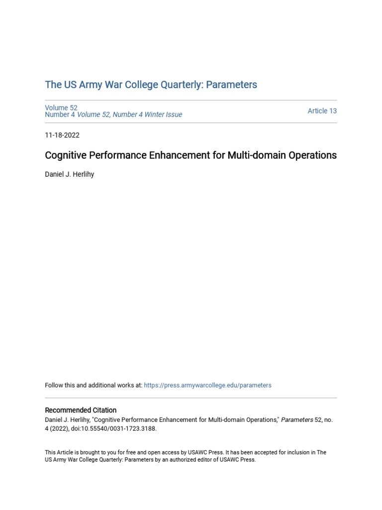Cognitive Performance Enhancement For Multi-Domain Operations | PDF ...