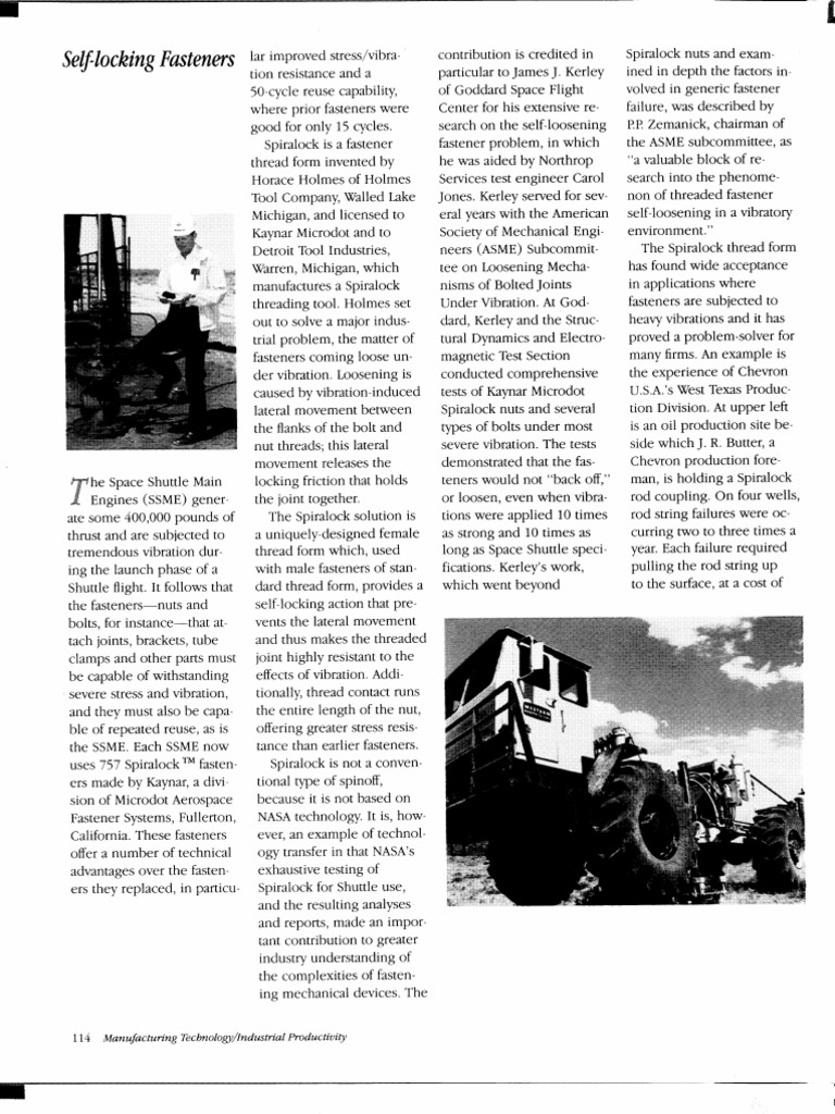 Self Locking Fasteners | PDF | Nut (Hardware) | Space Shuttle