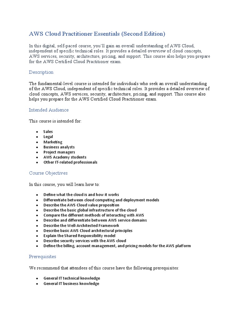 AWS Cloud Practitioner Course Guide | PDF | Cloud Computing | Amazon Web Services