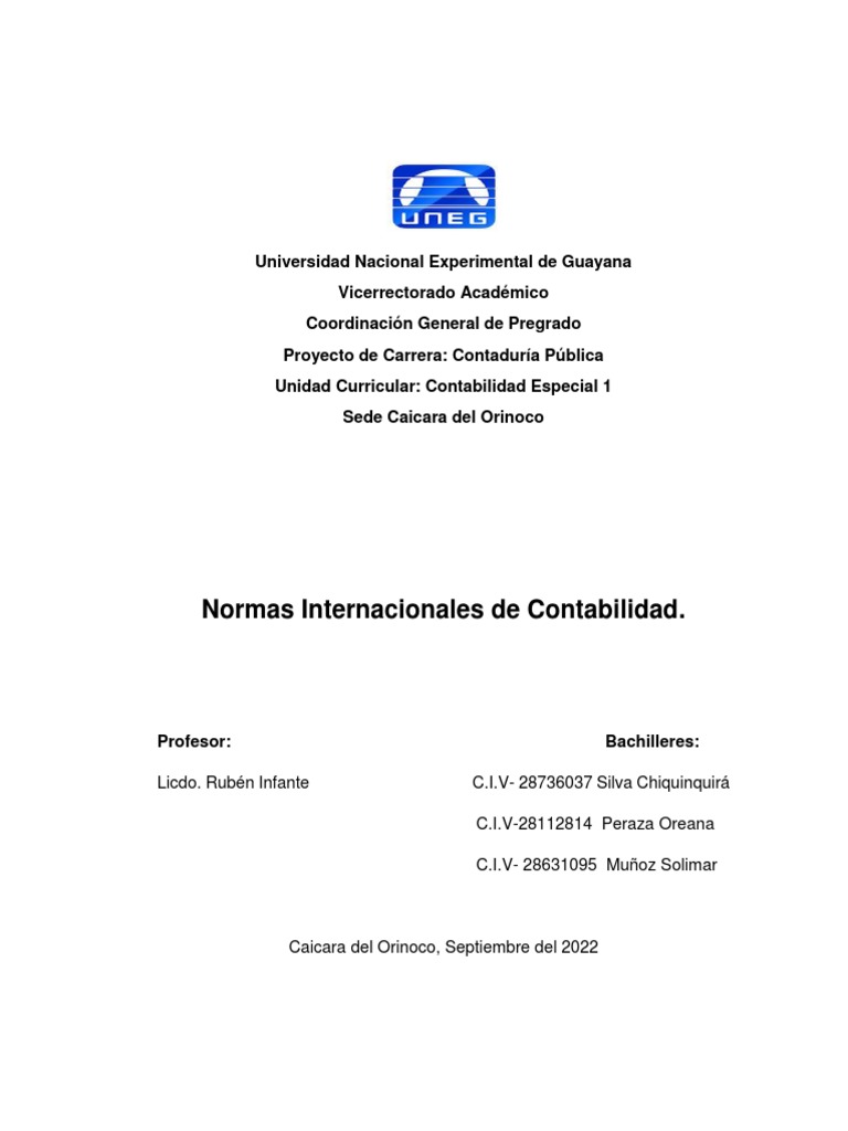 Normas Internacionales de Contabilidad. | PDF | normas internacionales de INFORMACION FINANCIERA ...