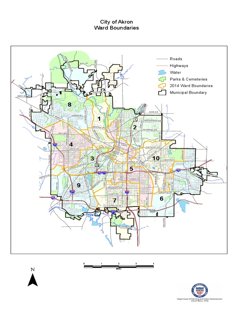 Akron Roads and Ward Boundaries Map | PDF