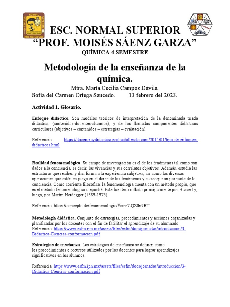 Act. 1 Glosario | PDF | Enseñando | Aprendizaje