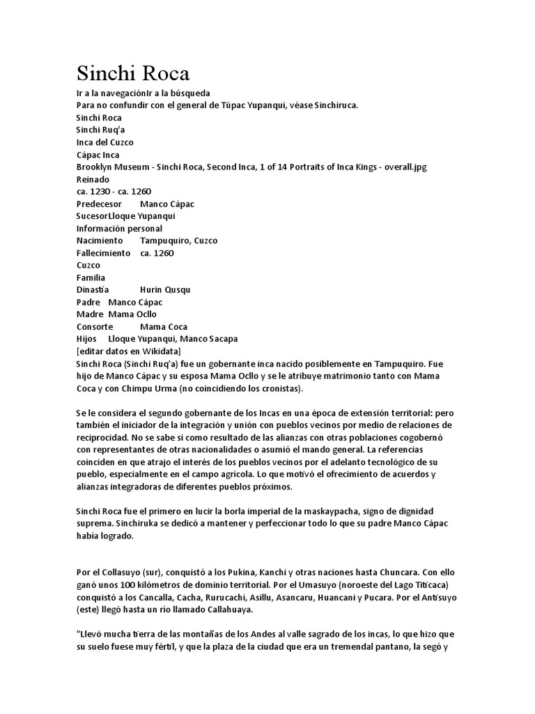 Sinchi Roca | PDF