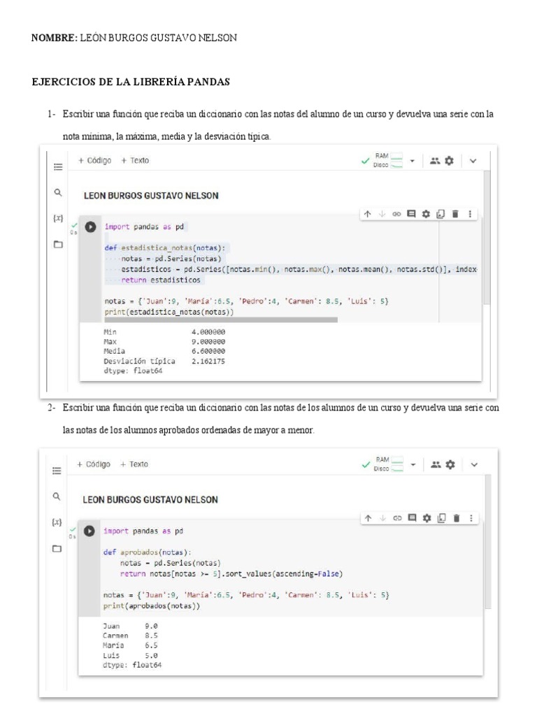 Ejercicios de La Libreria Pandas | PDF Ejercicios de La Libreria Pandas | PDF