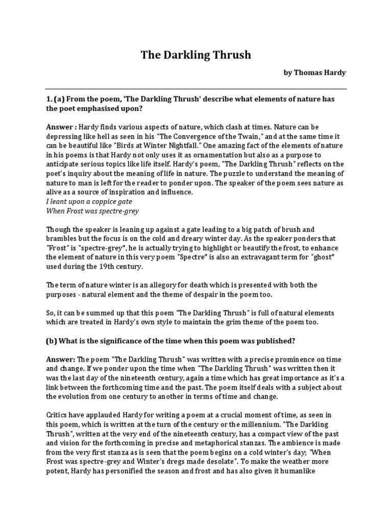 Darkling Thrush | PDF | Poetry