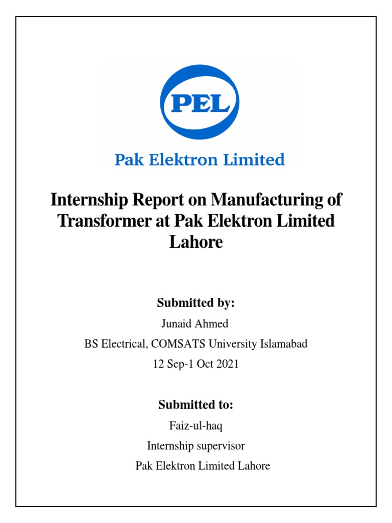 Internship Report: Transformer Manufacturing at PEL | PDF | Transformer ...