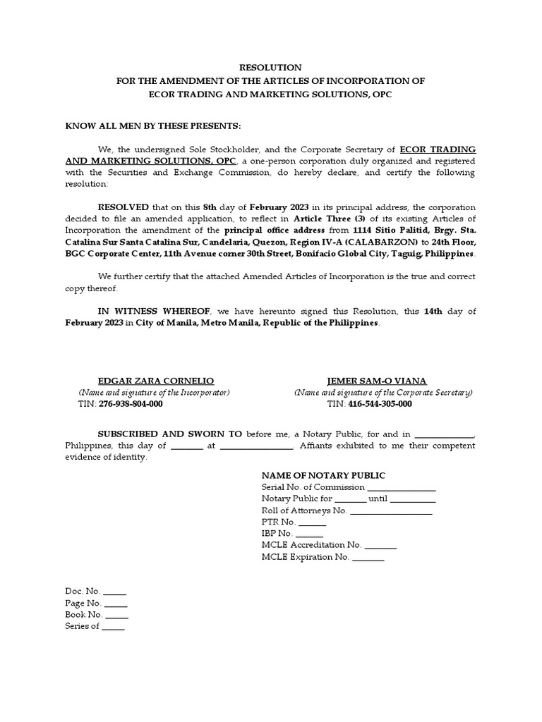 2022secform Resolution-Opc | PDF