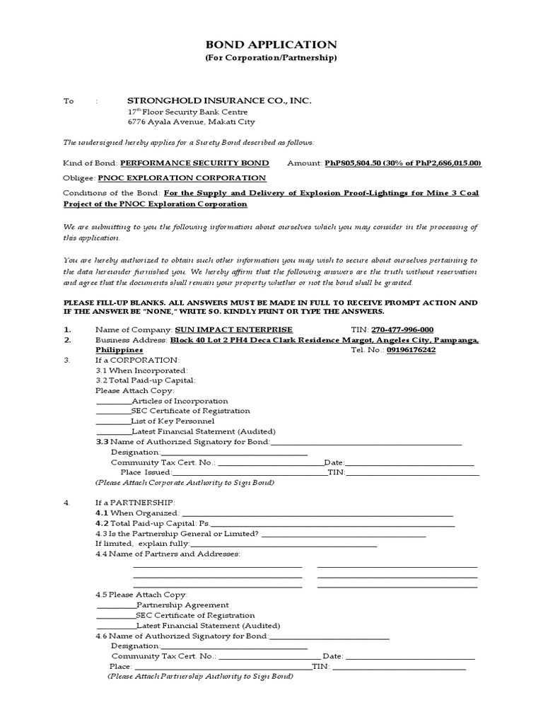 Bond Application Corporation Converted 2 | PDF | Surety | Corporations