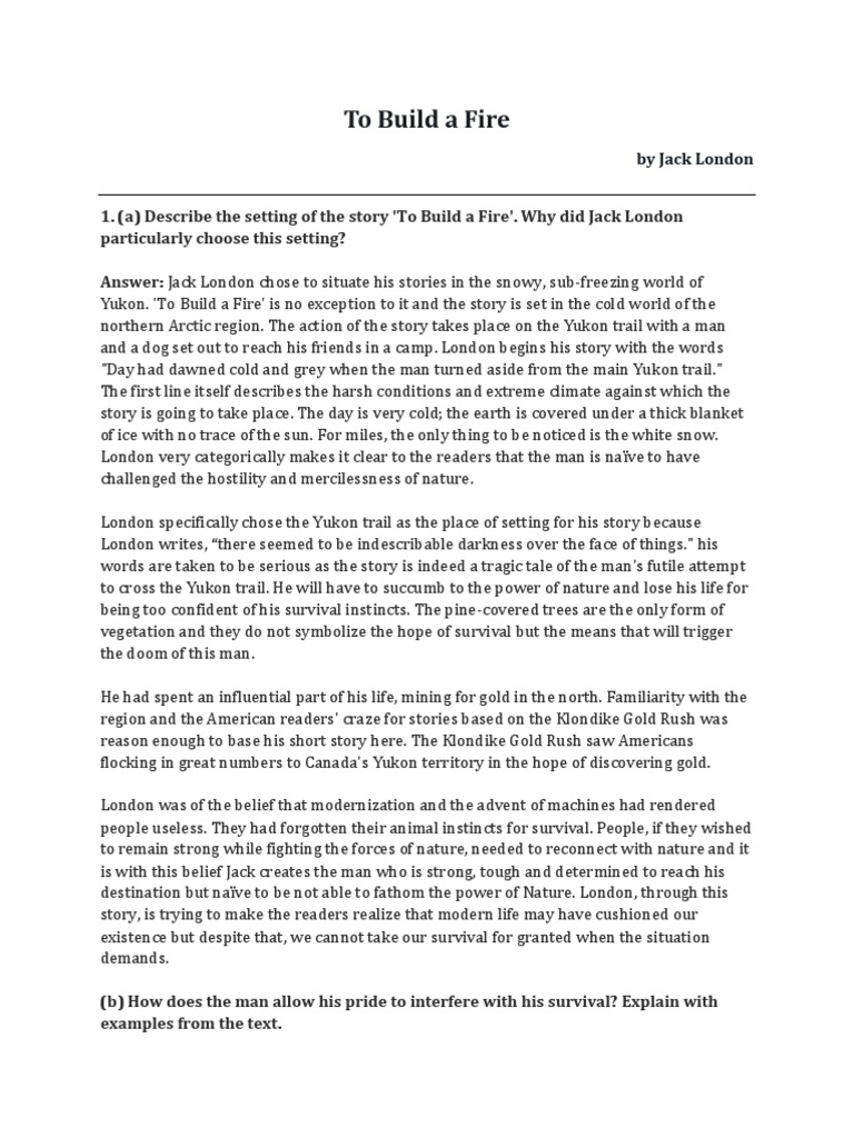 Jack London's 'To Build a Fire | PDF