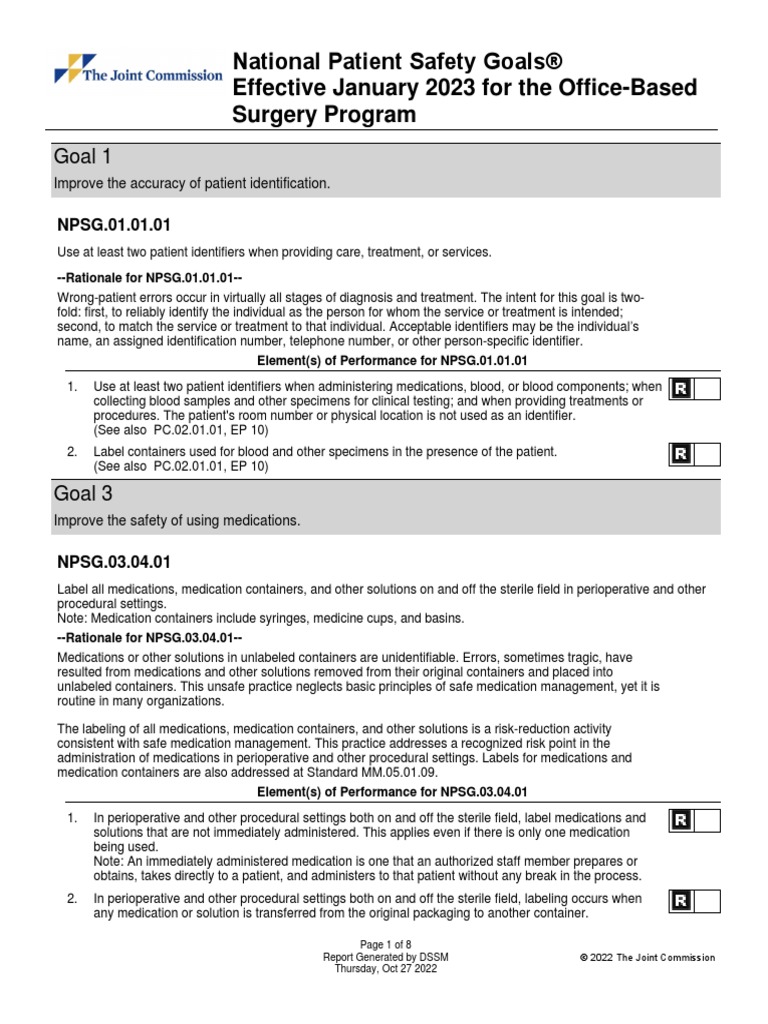 2-NPSG Chapter OBS Jan2023 | PDF | Patient Safety | Patient