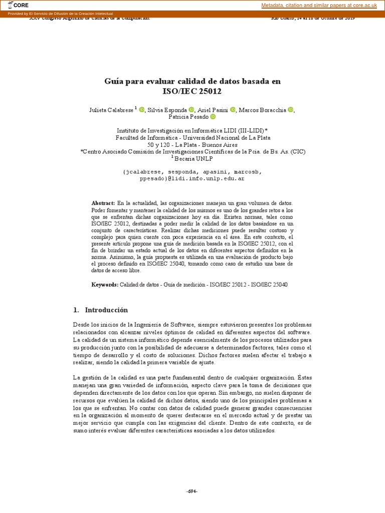 Iso 25012 | PDF | Calidad (comercial) | Software