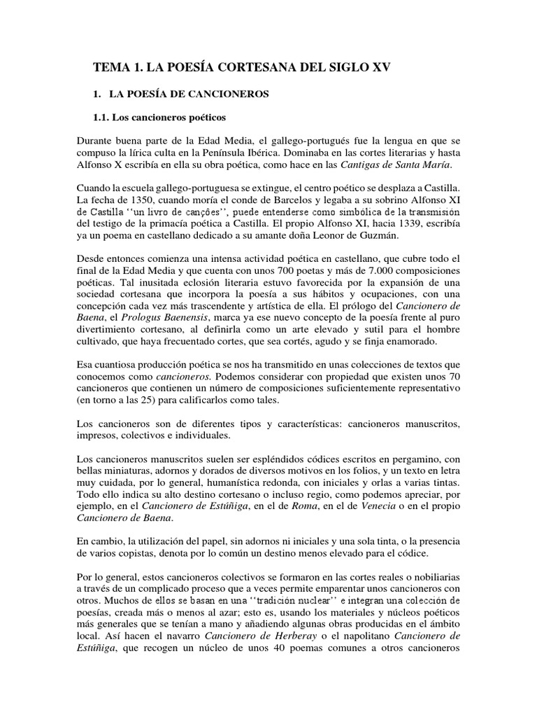 Poesía Cortesana en el Siglo XV | PDF | Poesía | Canciones