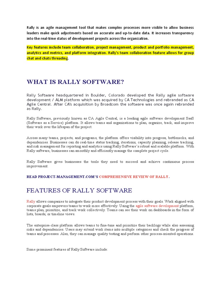 Rally Tool | Download Free PDF | Agile Software Development | Information Technology Management