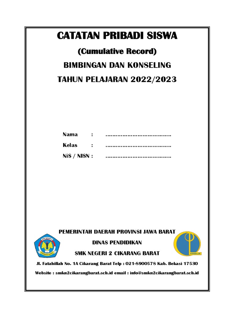 CATATAN PRIBADI SISWA | PDF