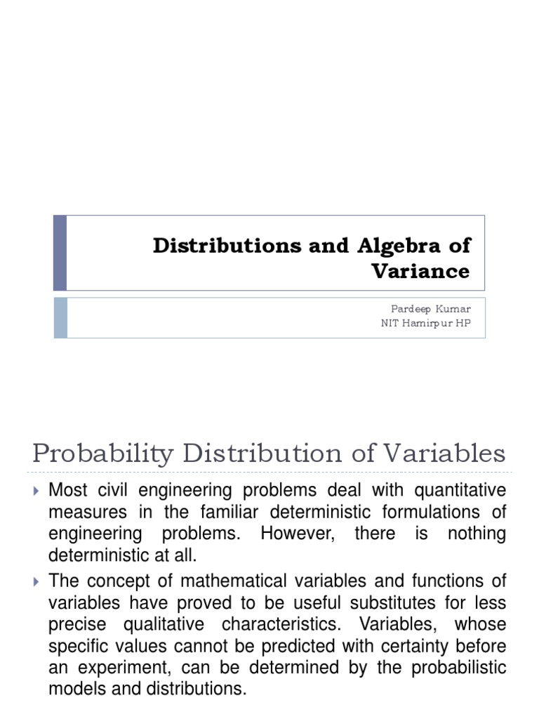 5 Distributions and Algebra of Variance | PDF | Normal Distribution ...