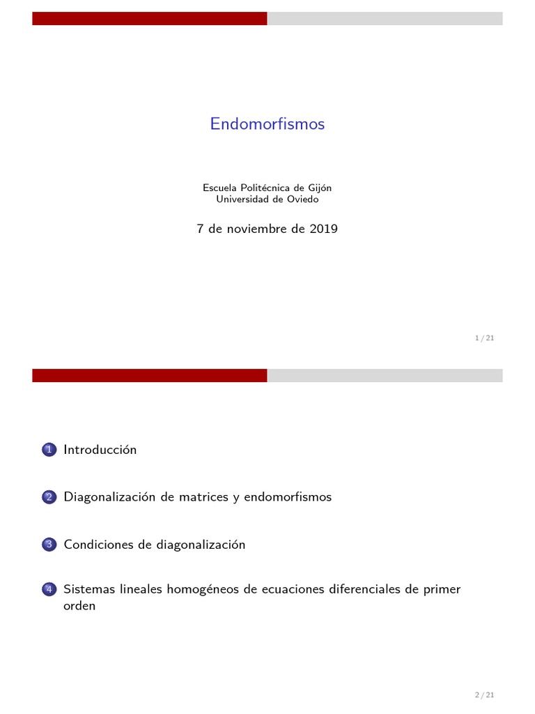 Tema 5 Endomorfismos | PDF | Valores propios y vectores propios | Mapa lineal