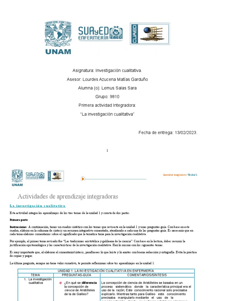 Act Integ U1 Lemus9810 | PDF | Enfermería | Etnografía
