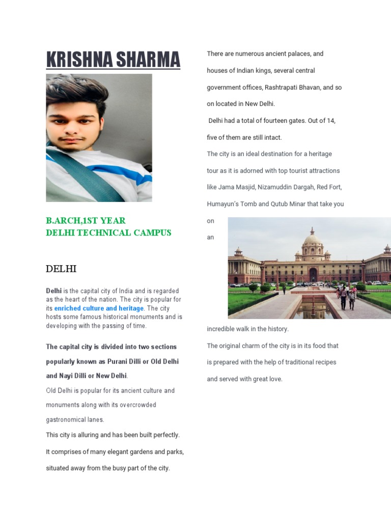 Krishna Sharma | PDF | Delhi | Tourism