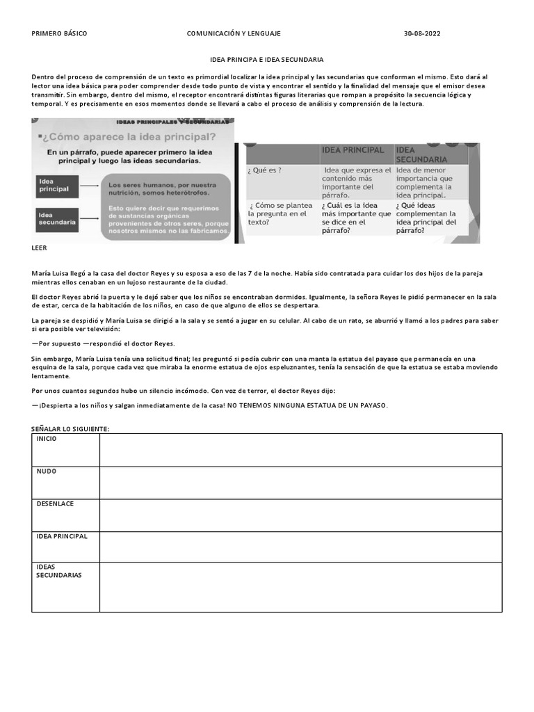 Idea Principal e Idea Secundaria | PDF