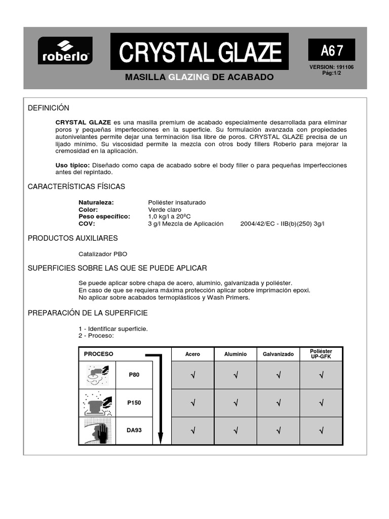 A67 Crystal Glaze Es | PDF | Procesos industriales | Ciencias fisicas