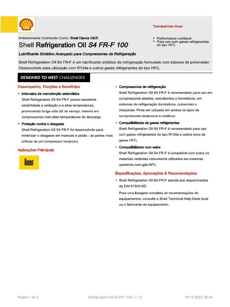 Refrigeration Oil S4 FR-F 100 | PDF