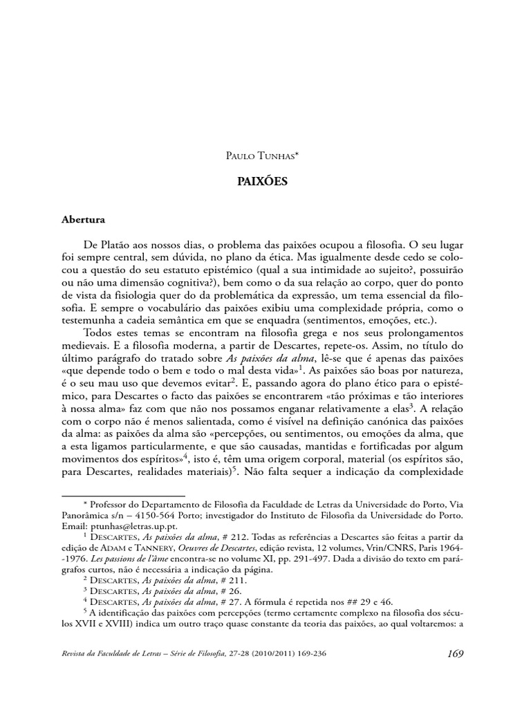 Paixoes Versao Final | PDF | Baruch Spinoza | David Hume
