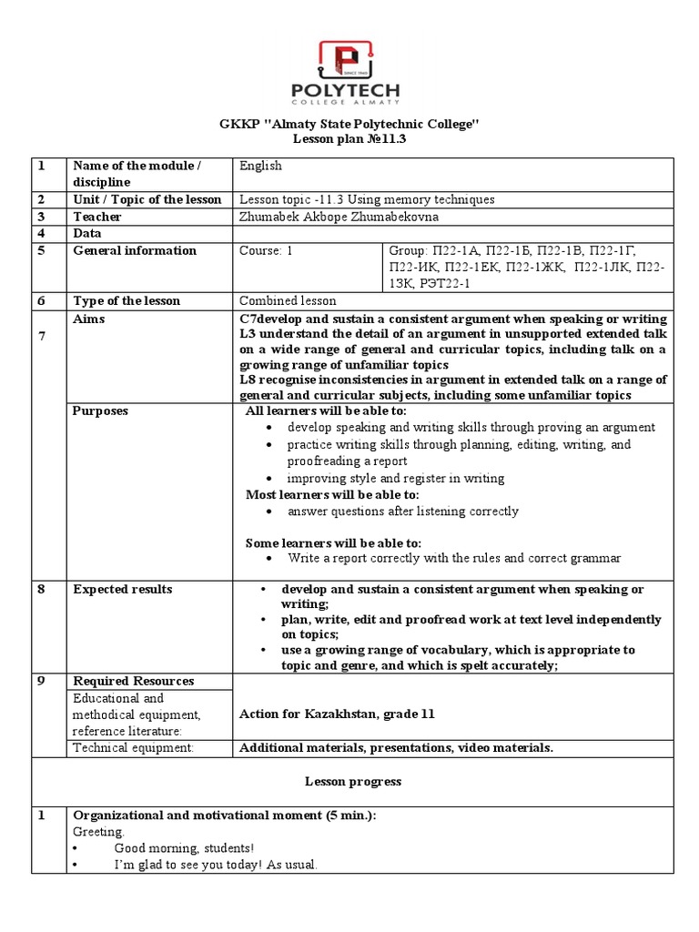 GKKP Lesson Plan 30 | PDF | Lesson Plan | Learning