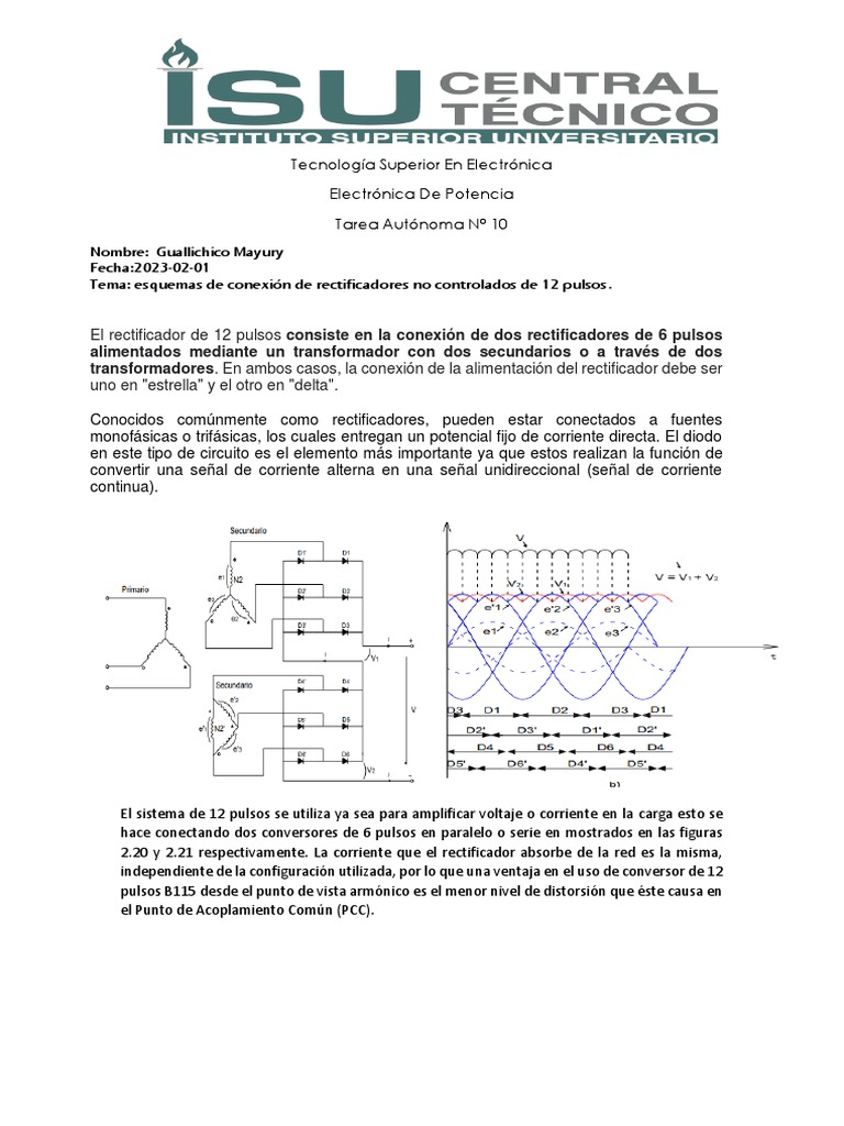 Conexión de Rectificadores No Controlados | PDF | Rectificador | Transformador