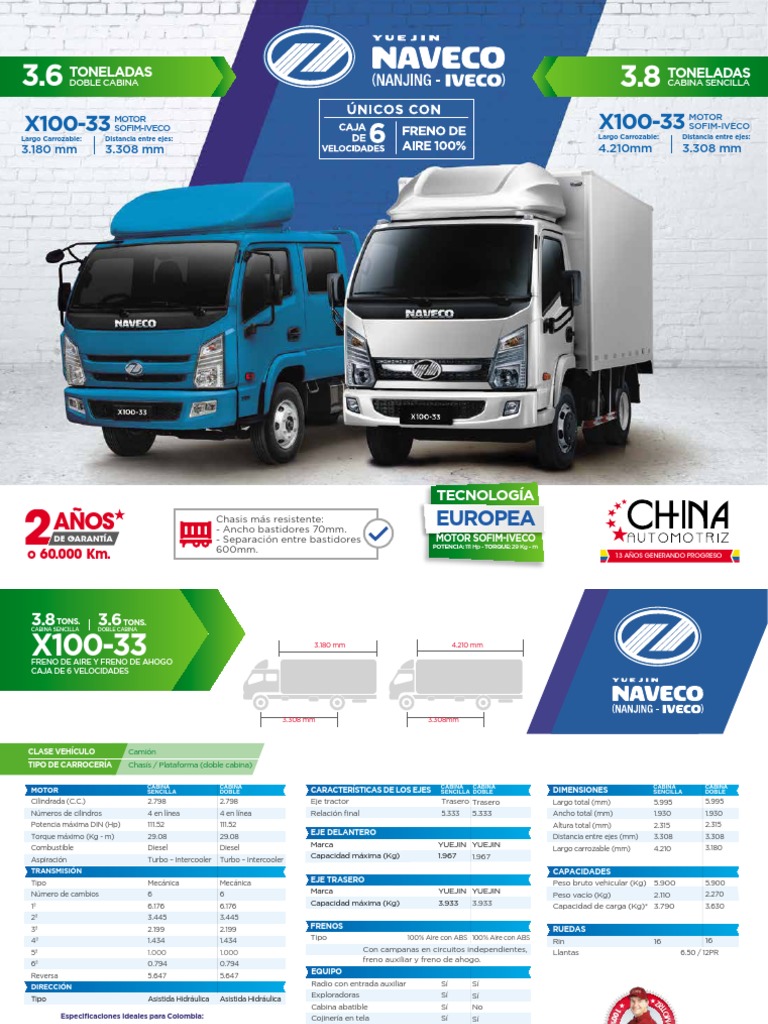 Af Ficha Tecnica Naveco X 100 33 Aws - 5a6cc2051723ddb146dd75f9 | PDF | Eje | Camión
