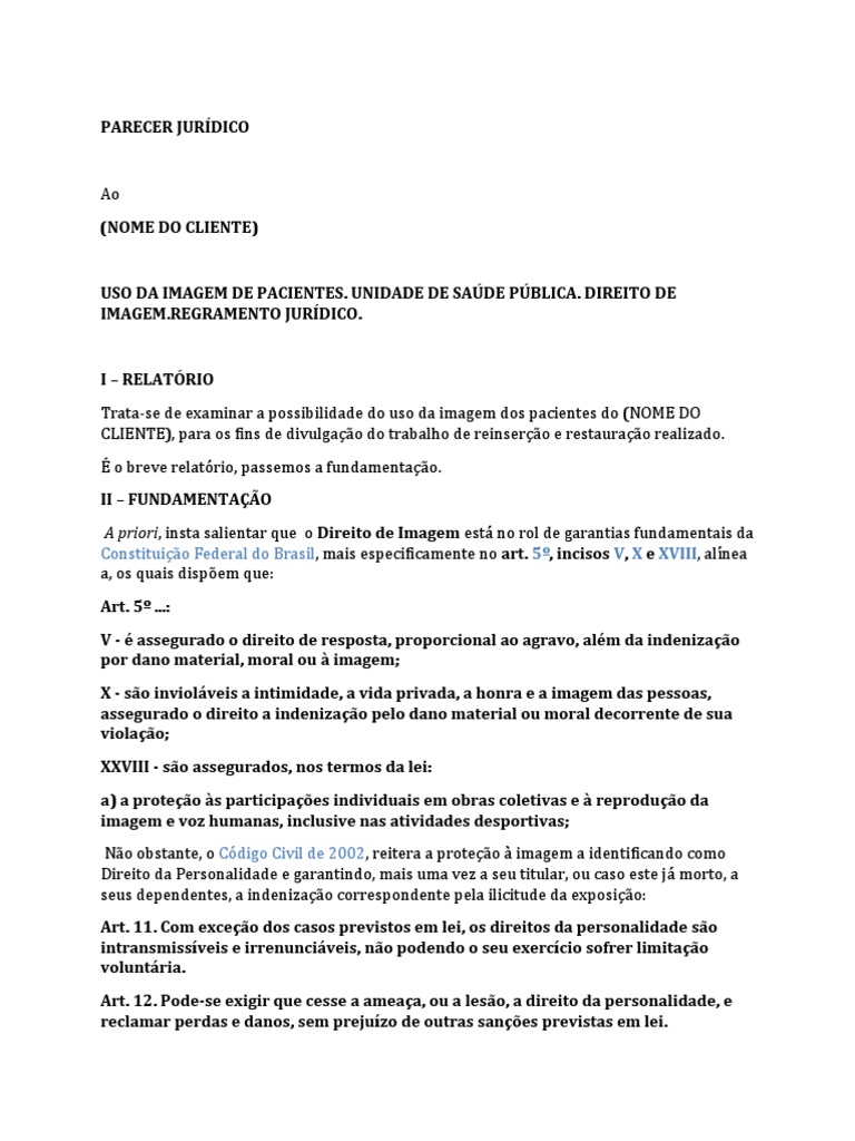 Modelo de Parecer Juridico | PDF | Indenização | Princípios éticos