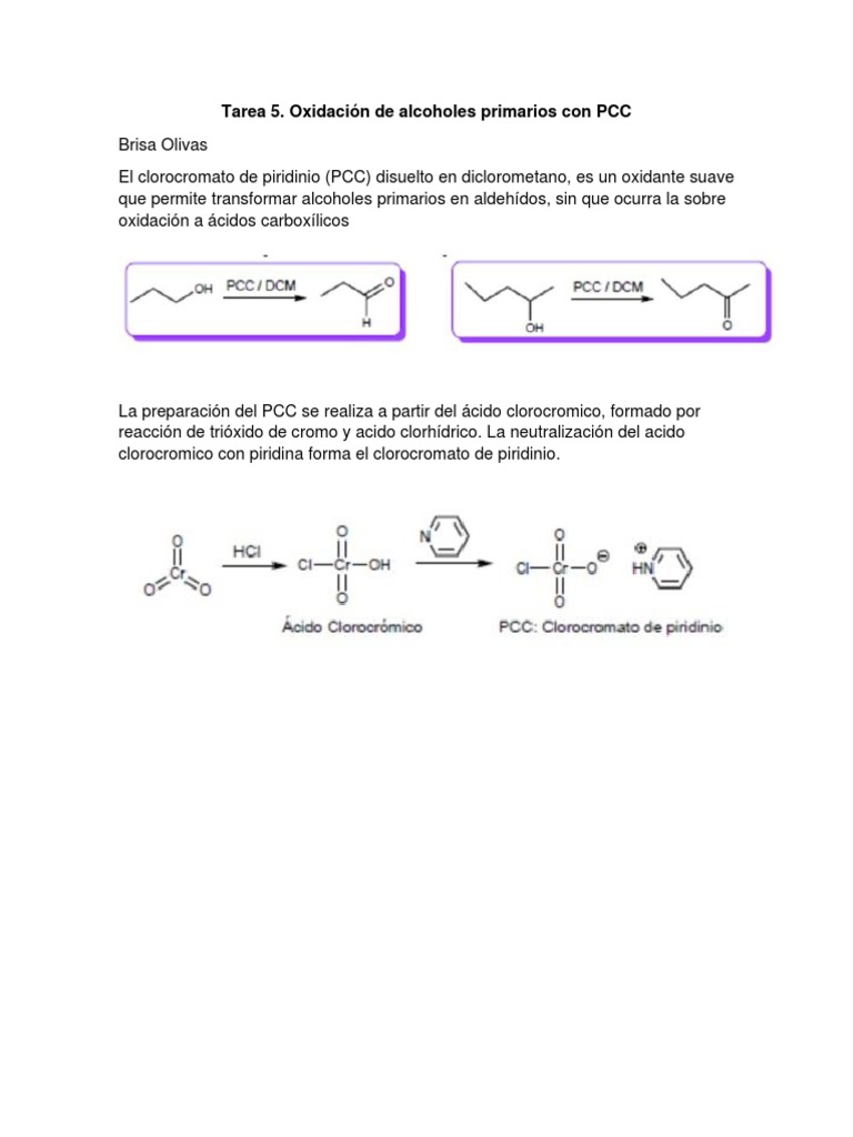 Oxidacion de Alcoholes Primarios Con PCC | PDF