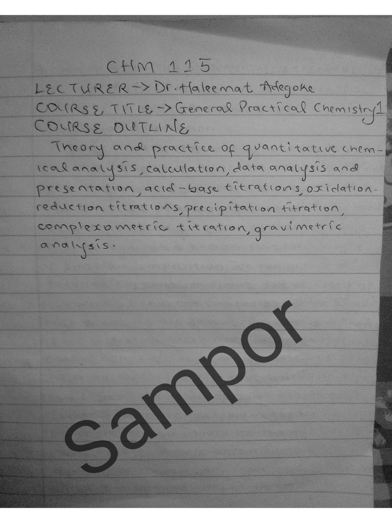 (Sampor) CHM 115 Note | PDF