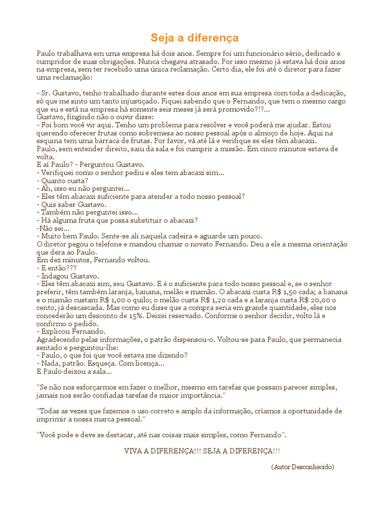 Seja A Diferença | PDF