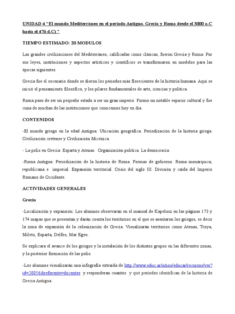 Unidad 4 | PDF | Antigua Grecia | imperio Romano