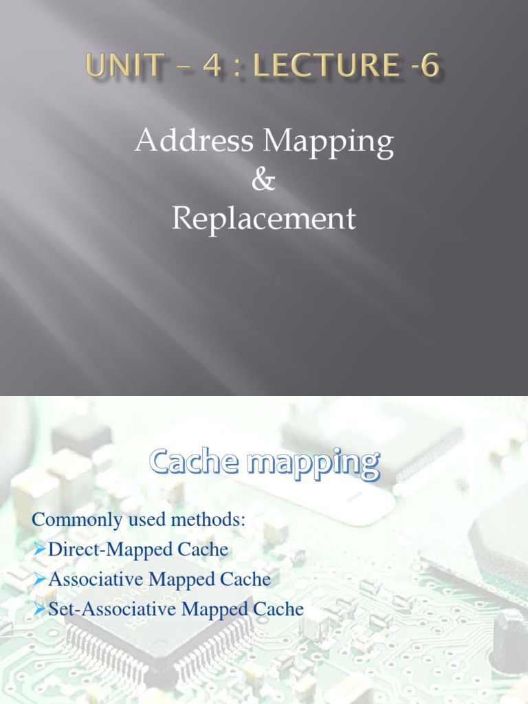 Lecture 6 - Address Mapping & Replacement | PDF | Cpu Cache | Computer ...
