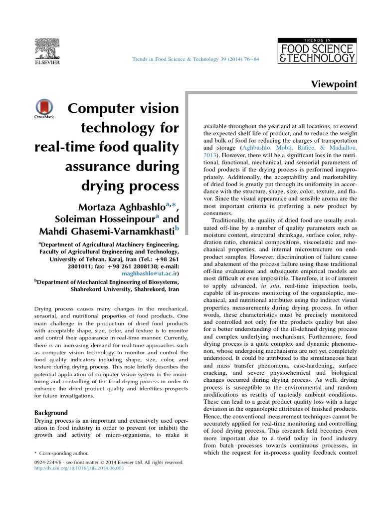 Computer Vision Technology For Real Time Food Quality Assurance During Drying Process - 2014 ...