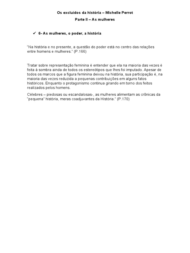 Os Excluídos Da História - Michelle Perrot | PDF