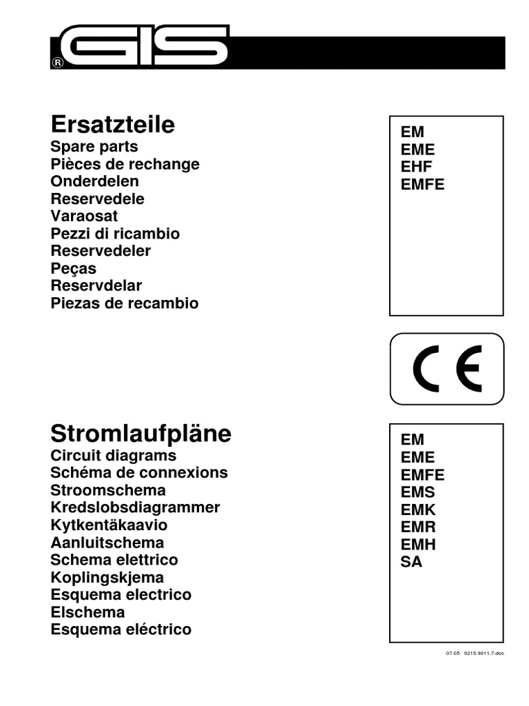 Spare Parts List em Emf Eme Emfe | PDF