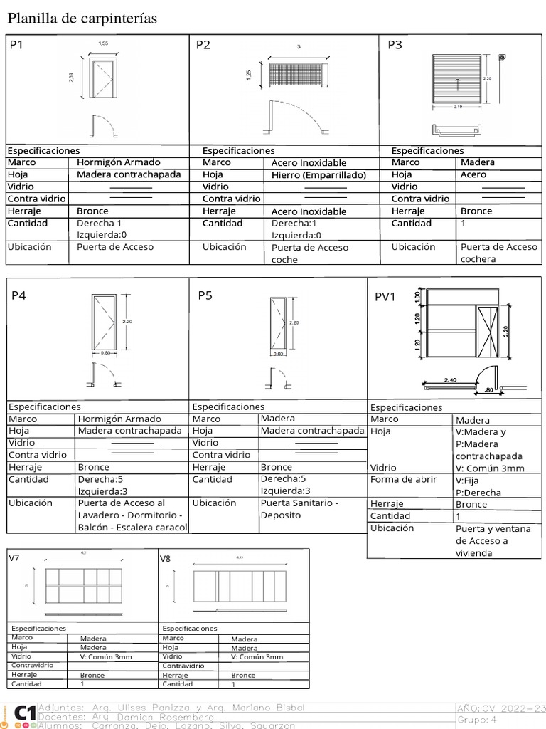 Planilla de Carpinterías | PDF | Ventana | Arte en vidrio